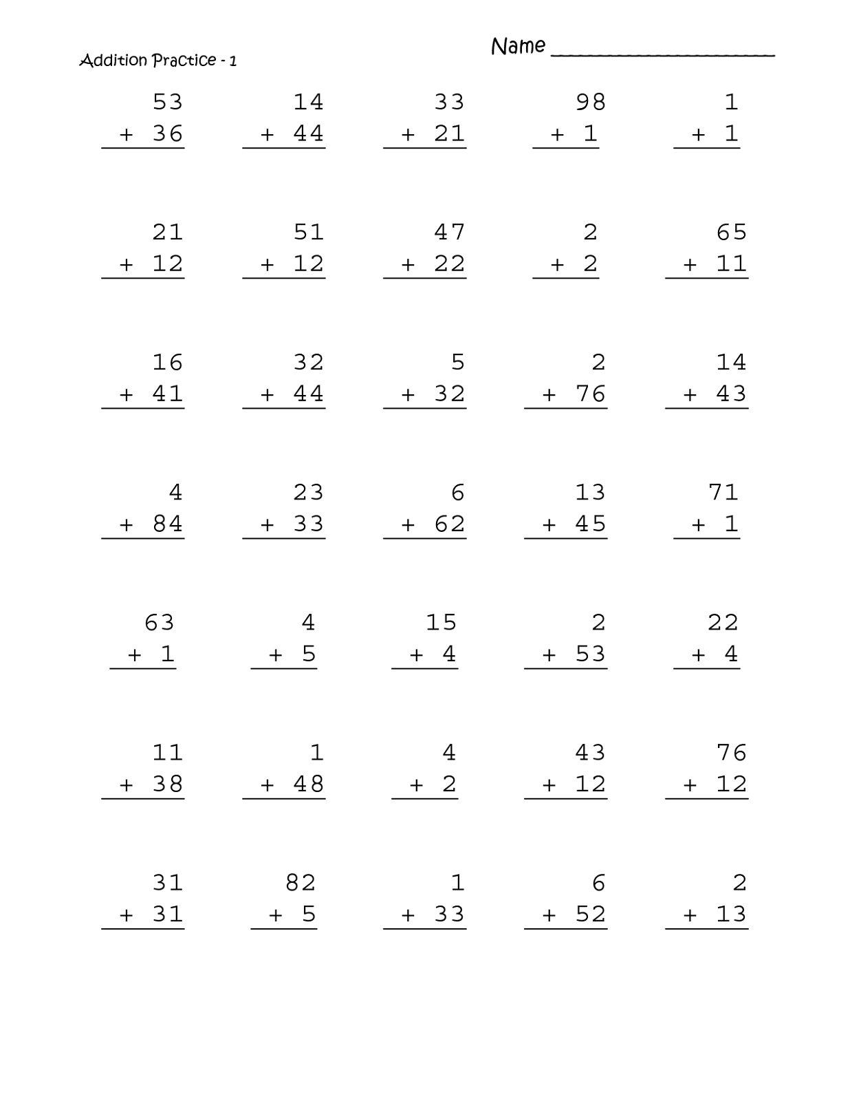 Addition For Grade 1 Worksheets WorksheetsCity