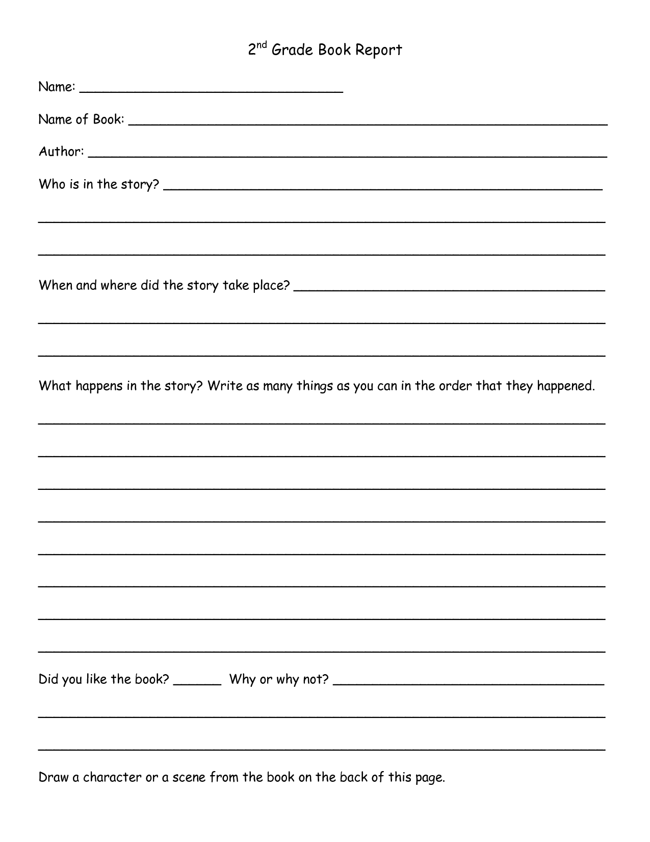 Book Report Template 2nd Grade Worksheets - WorksheetsCity