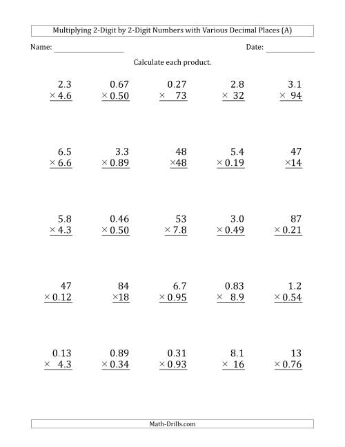 Multiply 2 Digit By 2 Digit Worksheets - WorksheetsCity