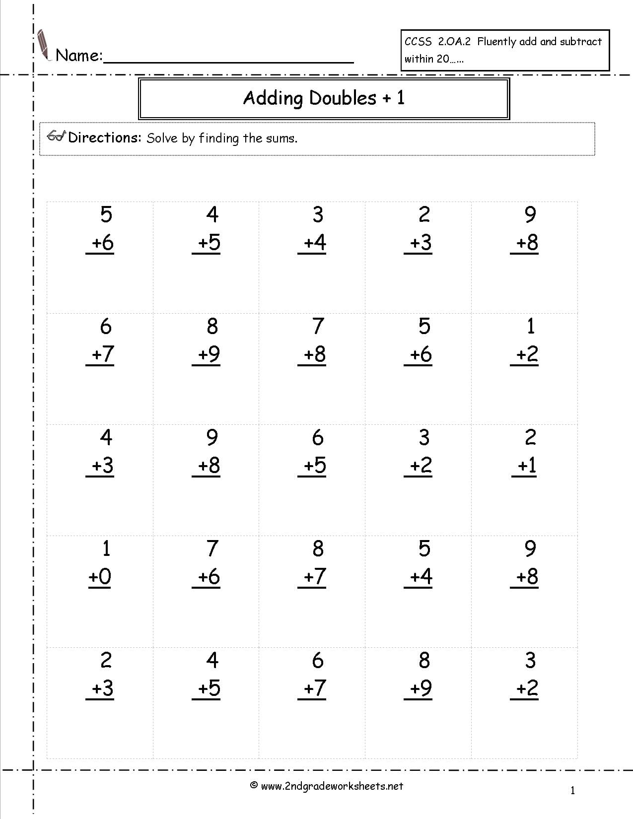 Doubles Fact Math 1st Grade Worksheets - WorksheetsCity