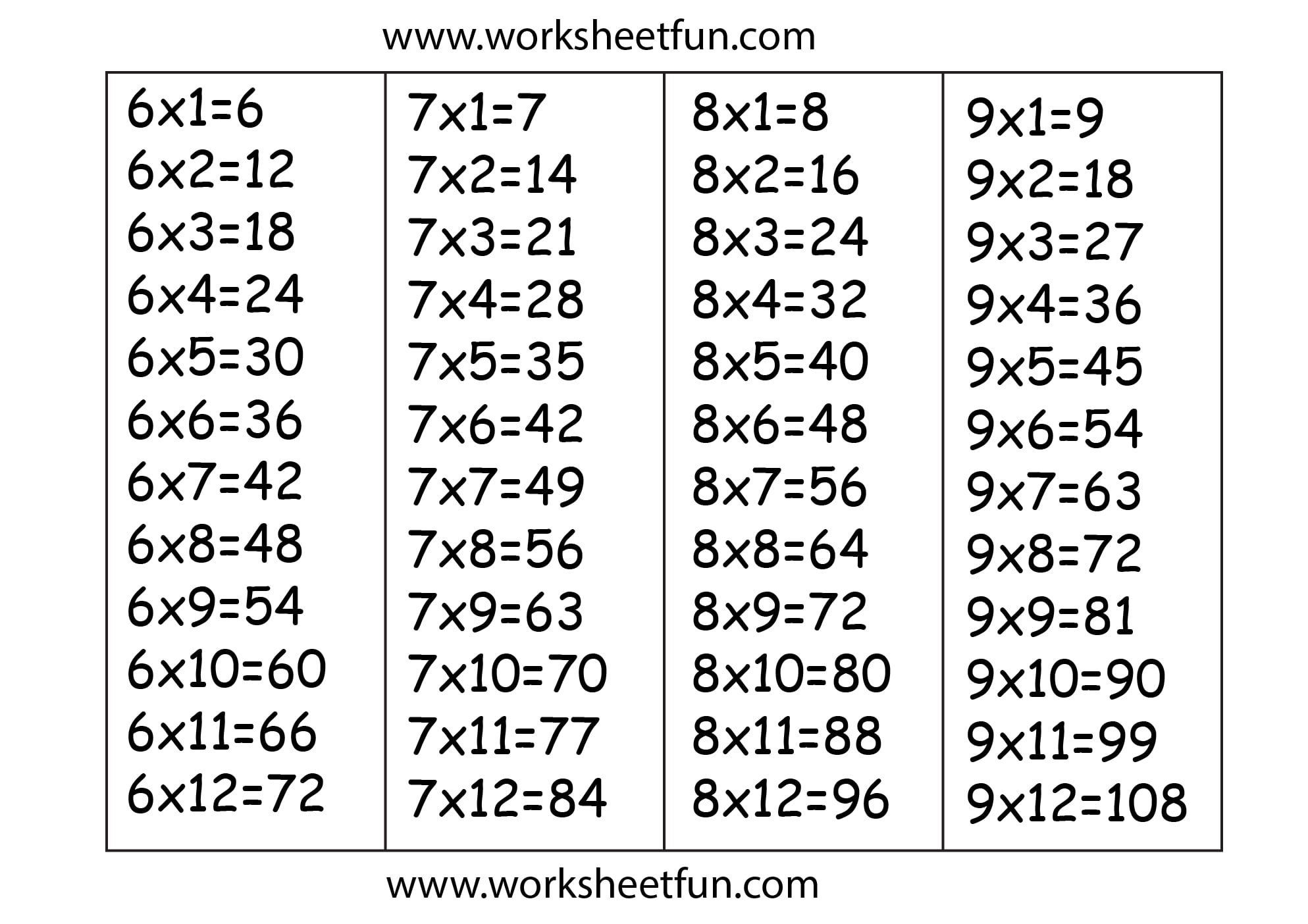 6 And 7 Times Tables Worksheets - WorksheetsCity