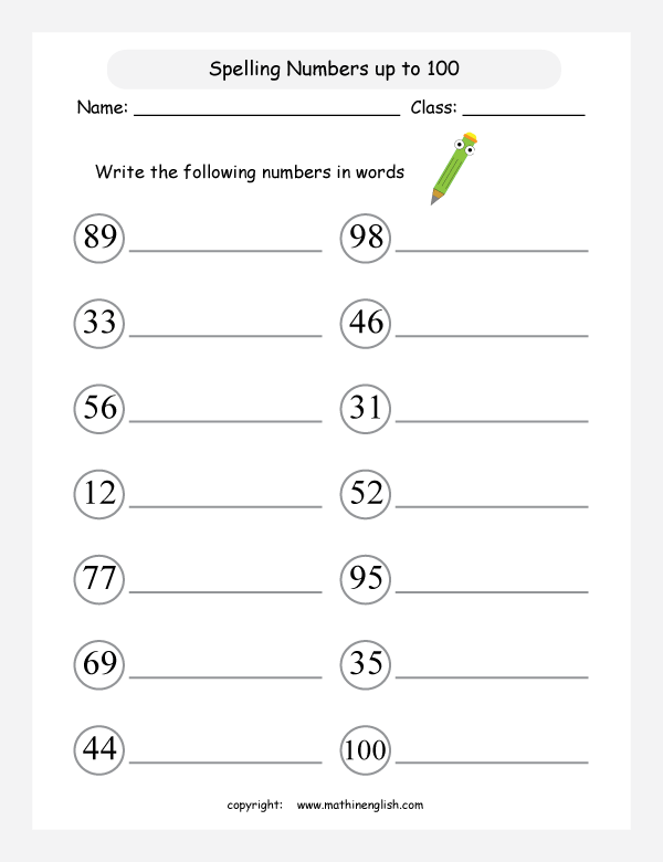 Number Spelling 1-100 Worksheets - WorksheetsCity