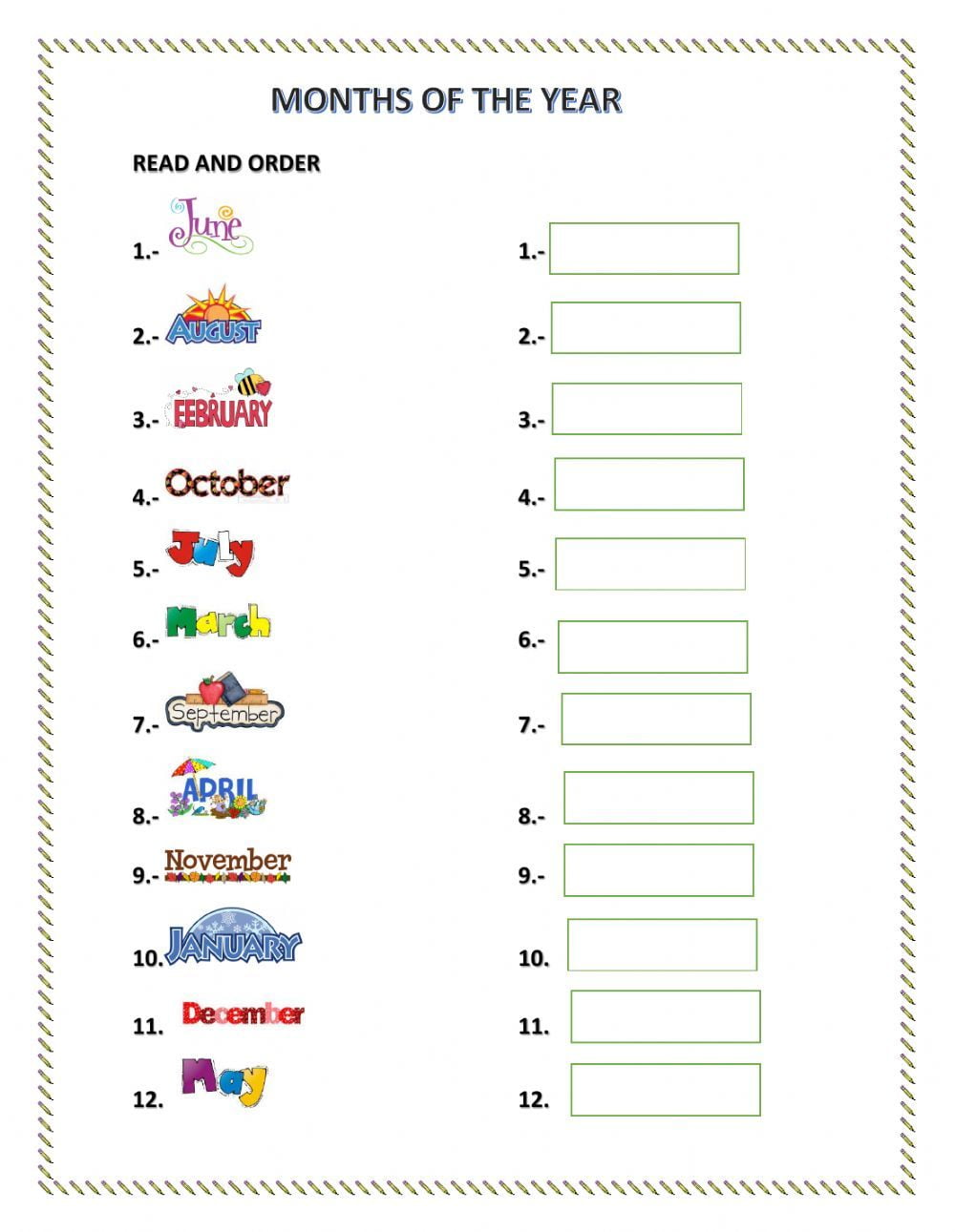 Months Of The Year For Preschool Worksheets - WorksheetsCity