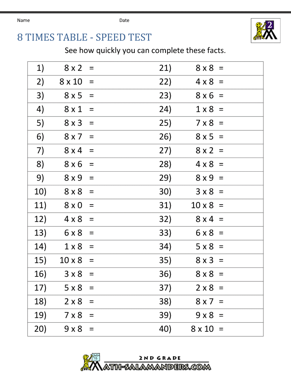 8 And 9 Times Table Worksheets WorksheetsCity
