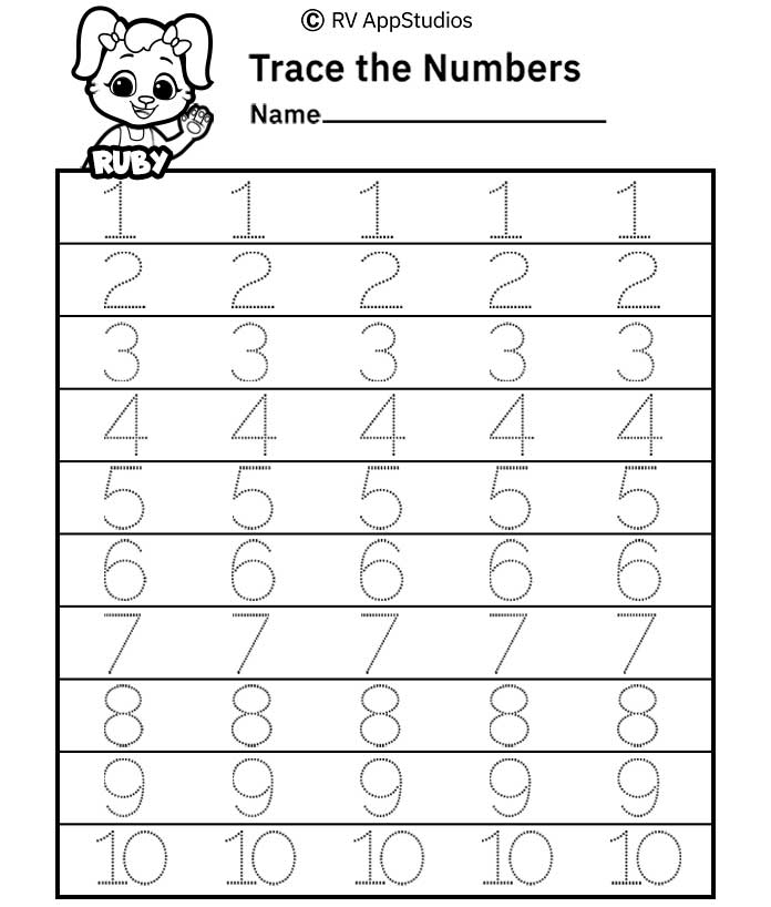 Tracing Numbers 1 10 Worksheets - WorksheetsCity