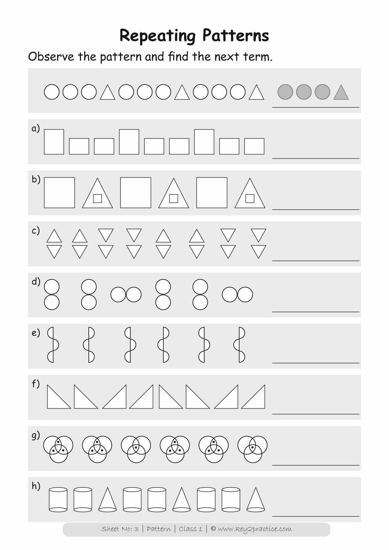 Pattern For Grade 1 Worksheets - WorksheetsCity