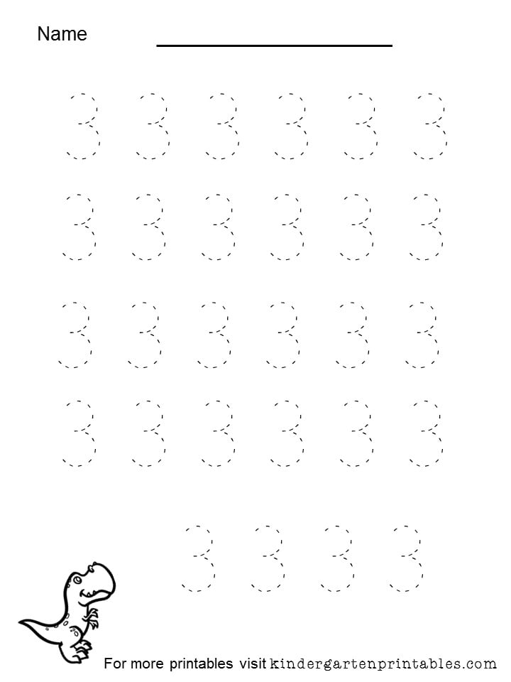Number 3 Tracing For Preschool Worksheets - WorksheetsCity