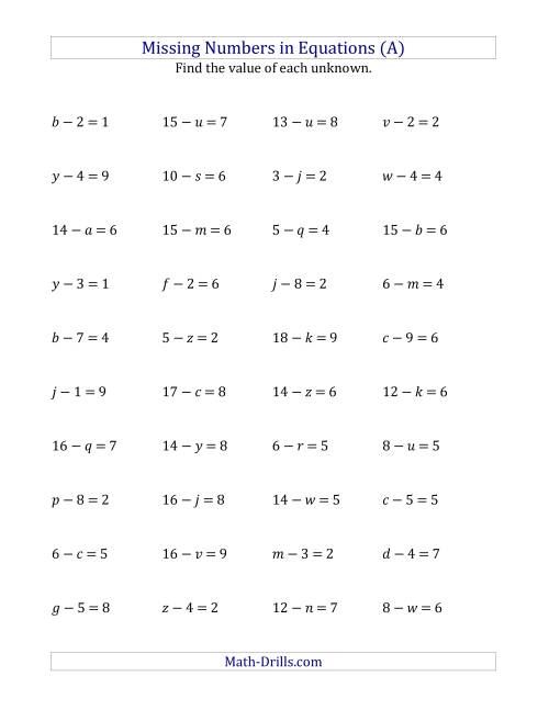 Addition And Subtraction Equations Worksheets - WorksheetsCity