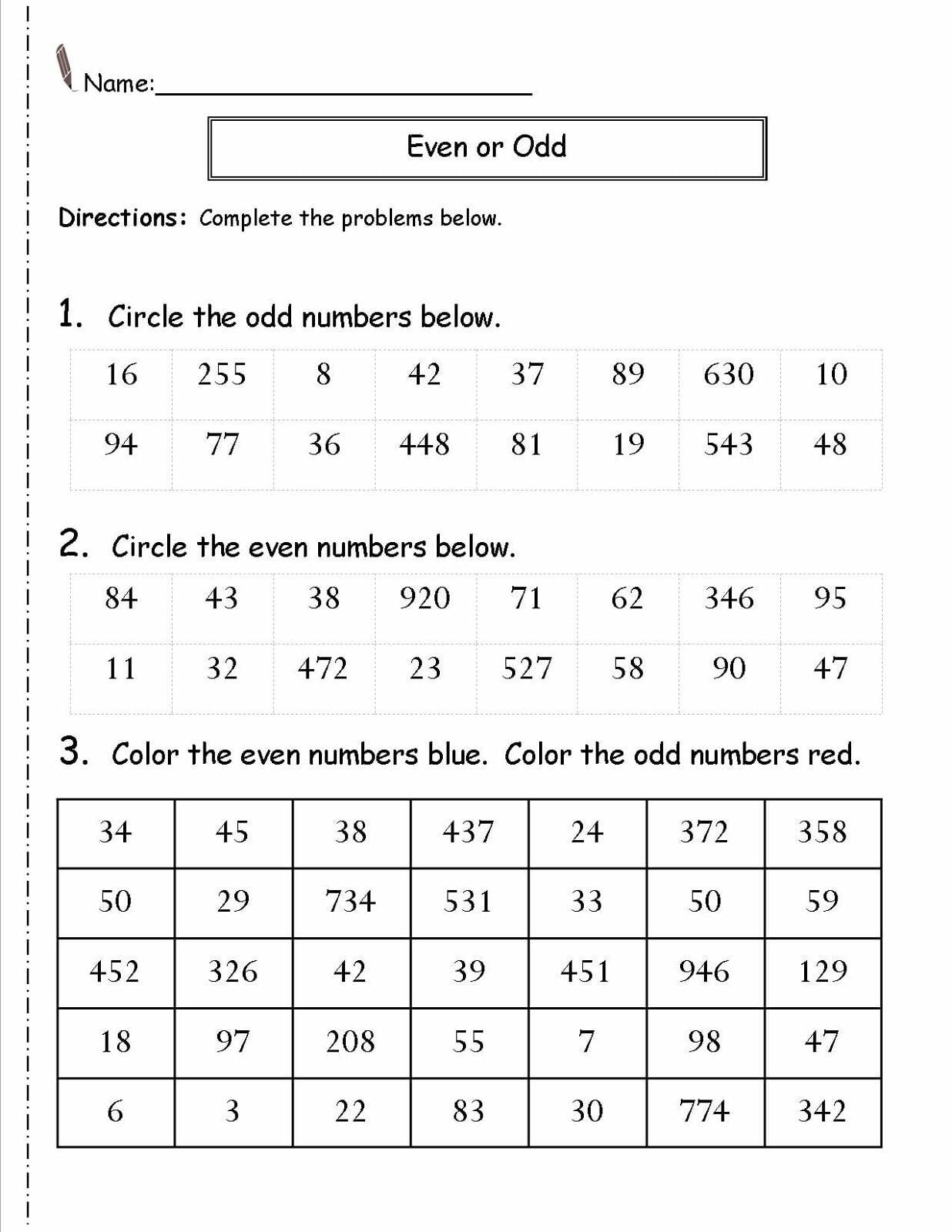 Even And Odd Numbers Worksheets - WorksheetsCity